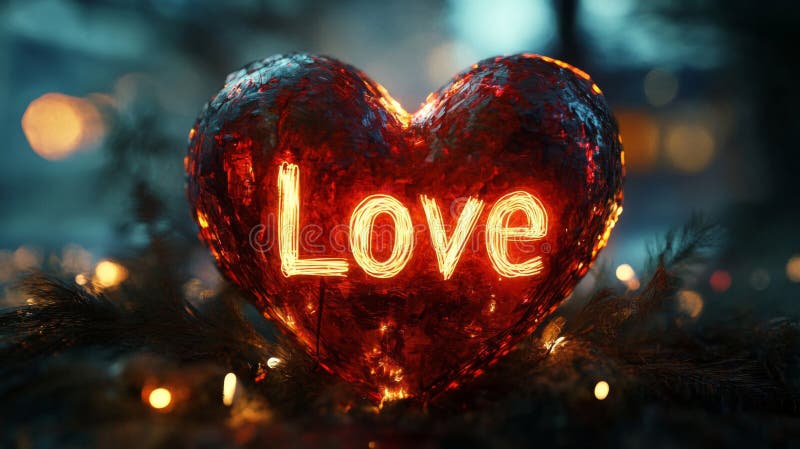 Illuminated Heart Shaped Object Displays Love Stock Illustration ...