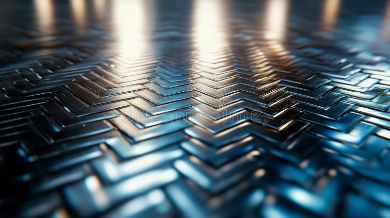 Illuminated Herringbone Patterned Metallic Surface Stock Illustration ...