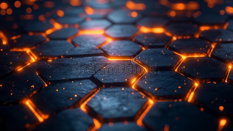 Abstract Dark Hexagon Pattern Orange Glowing Edges Generative Ai Stock Photos - Free & Royalty ...