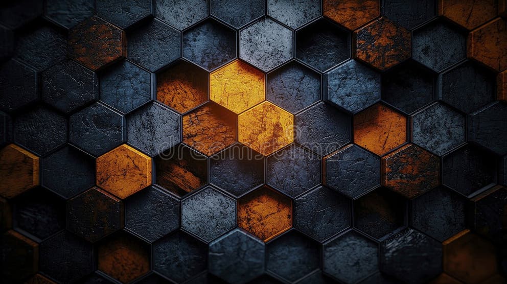 Illuminated Hexagonal Shapes in Dynamic Angles Abstract Setting Digital ...