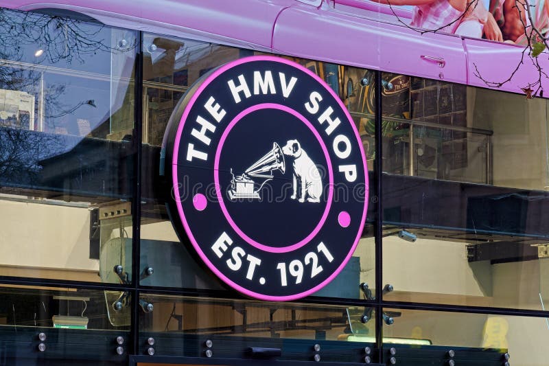 An Illuminated HMV Shop Sign Editorial Stock Image - Image of high ...