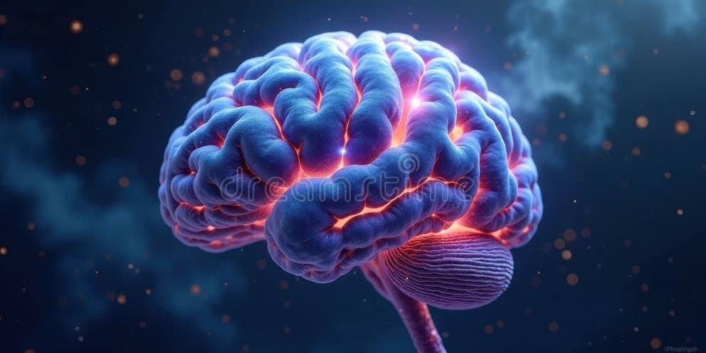 Illuminated Human Brain Anatomy a Detailed 3d Render of the Cerebral ...