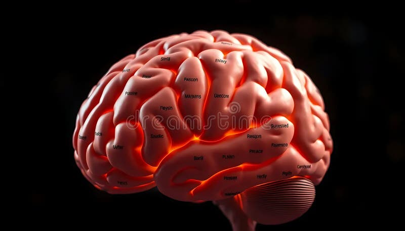 Illuminated Human Brain Model Stock Illustration - Illustration of ...