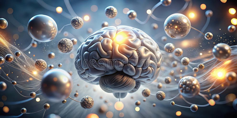 Illuminated Human Brain Surrounded by a Network of Interconnected ...