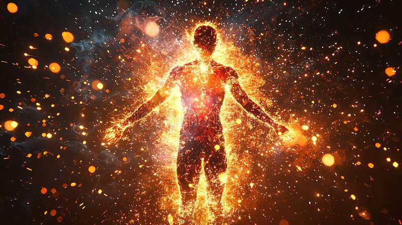 The Illuminated Human Form a Mesmerizing Display of Energy and Spark ...
