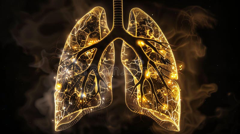 Illuminated Human Lungs with Intricate Light Network Stock Illustration ...