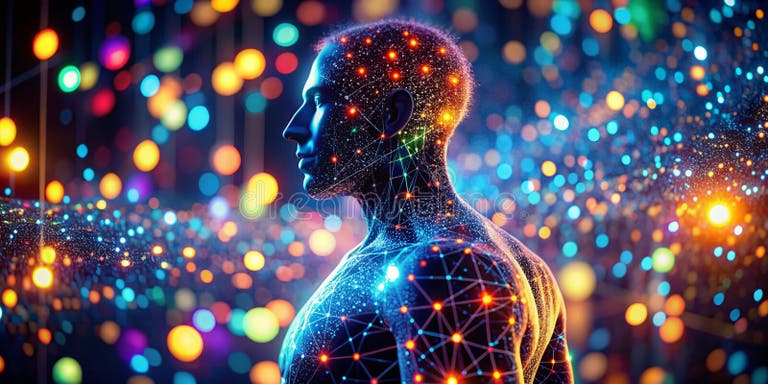 Illuminated Human Silhouette Data Visualization Complex Network ...