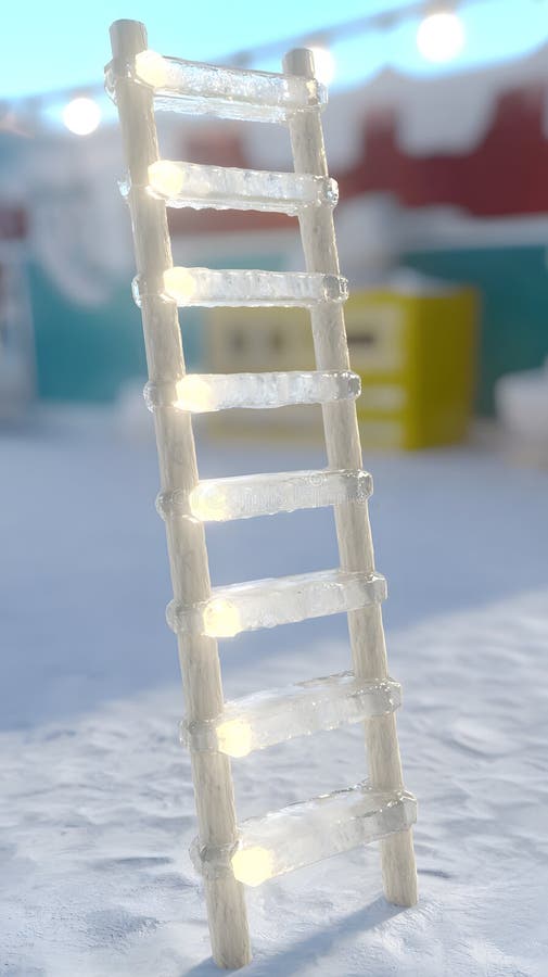Illuminated Ice Ladder in Winter Wonderland Stock Illustration ...