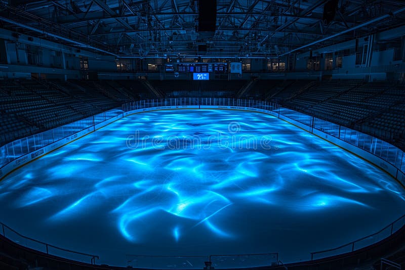 Illuminated Ice Rink at Night Stock Illustration - Illustration of ...