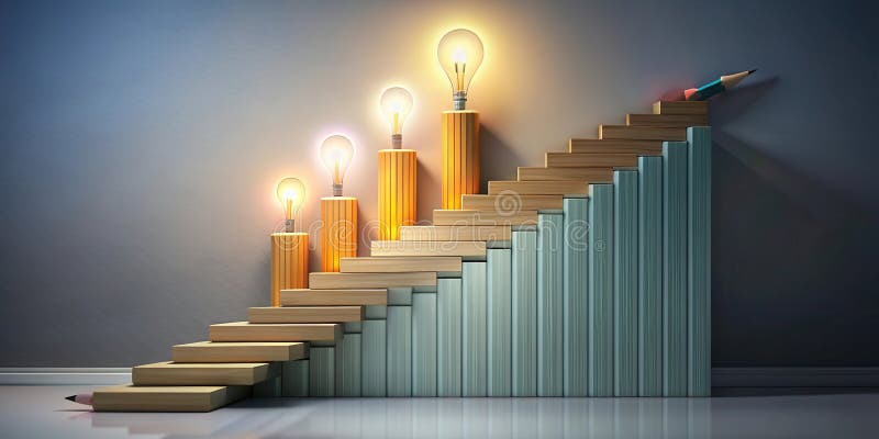 Illuminated Ideas Ascending a Staircase of Progress and Achievement ...