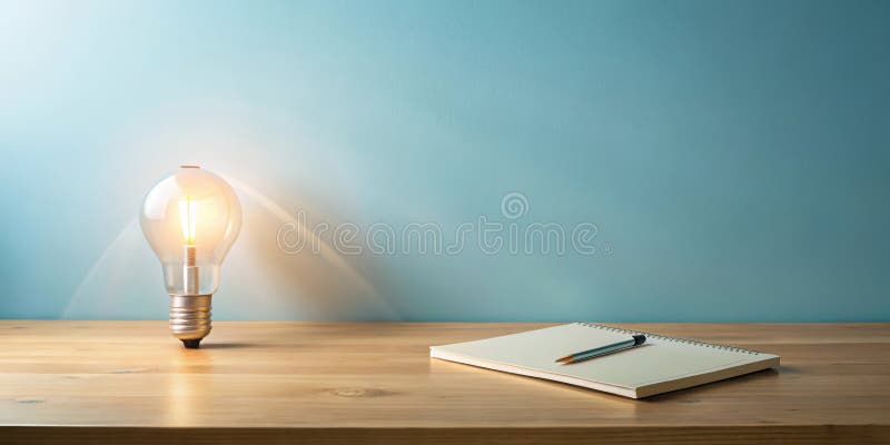 Illuminated Ideas a Bright Workspace with Blank Notebook and Pen Ready ...