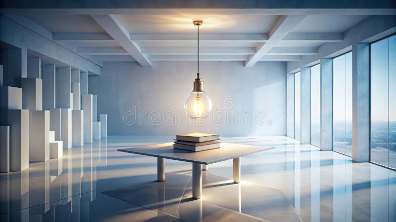 Illuminated Ideas a Modern Study Space with Books and a Pendant Light ...