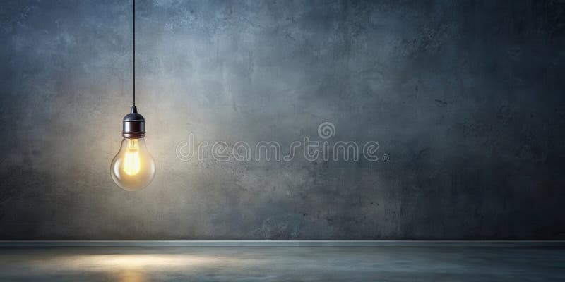 Illuminated Ideas a Single Hanging Bulb in an Empty Room. Generative AI ...
