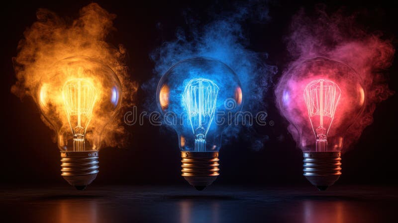 Illuminated Ideas stock illustration. Illustration of bright - 365537894