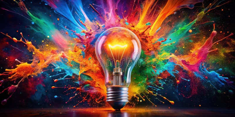 Illuminated Ideas a Vibrant Explosion of Color Surrounding a Glowing ...
