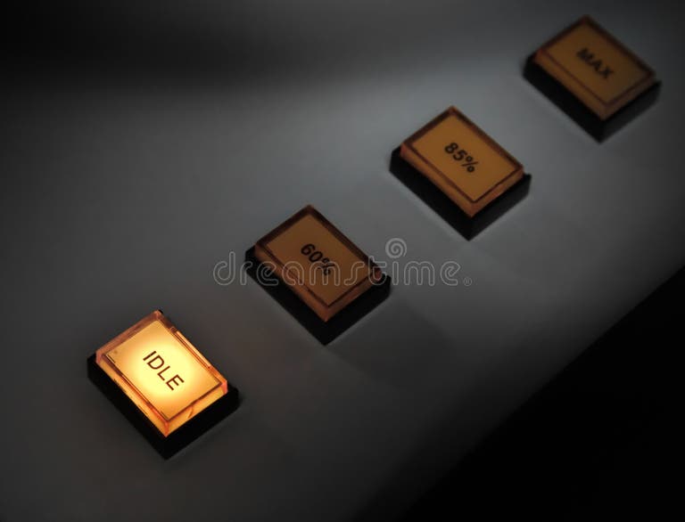Illuminated Idle Button on Control Panel Stock Image - Image of press ...