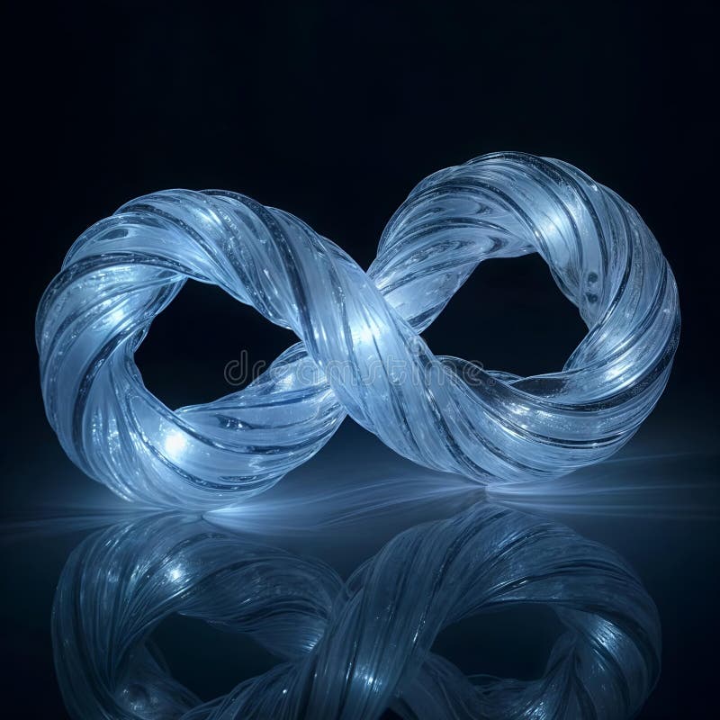 Illuminated Infinity Symbol Sculpture Against Dark Background Stock ...