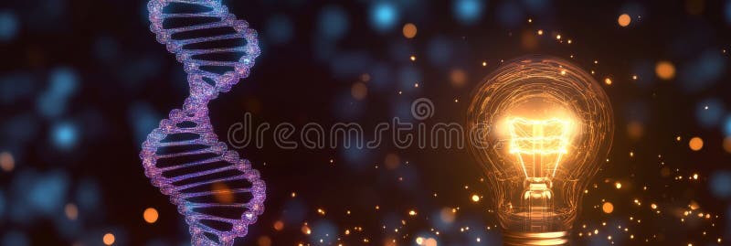 Illuminated Innovation a Glowing Light Bulb in a DNA Double Helix ...