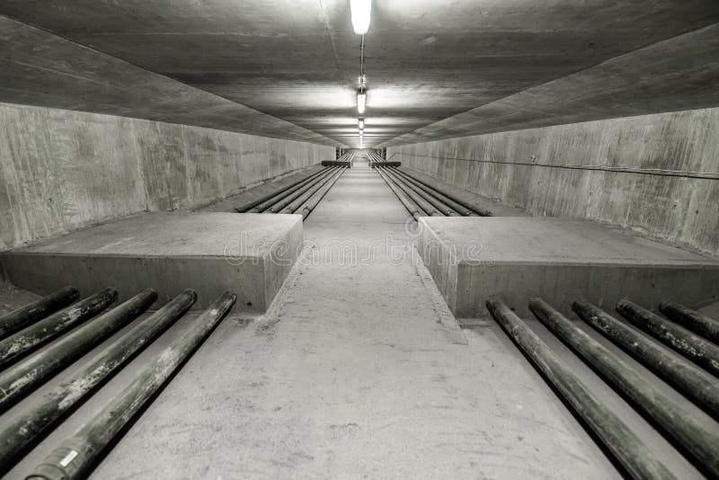 Illuminated Inside of Modern Bridge Stock Photo - Image of road, modern ...