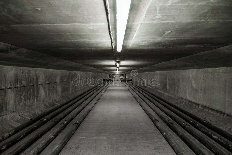 Illuminated Inside of Modern Bridge Stock Image - Image of scene ...