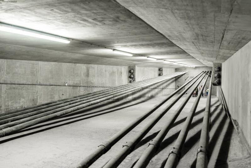 Illuminated Inside of Modern Bridge Stock Image - Image of modern ...