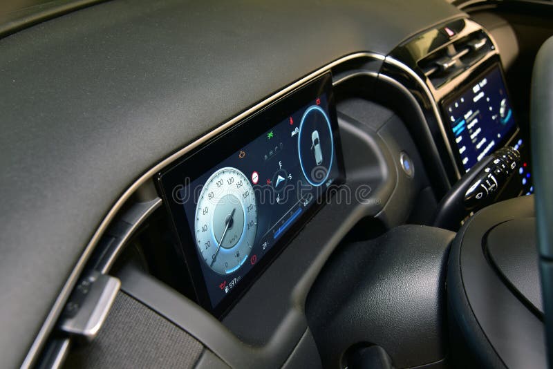 Digital Instrument Panel in a Modern Car Stock Image - Image of ...