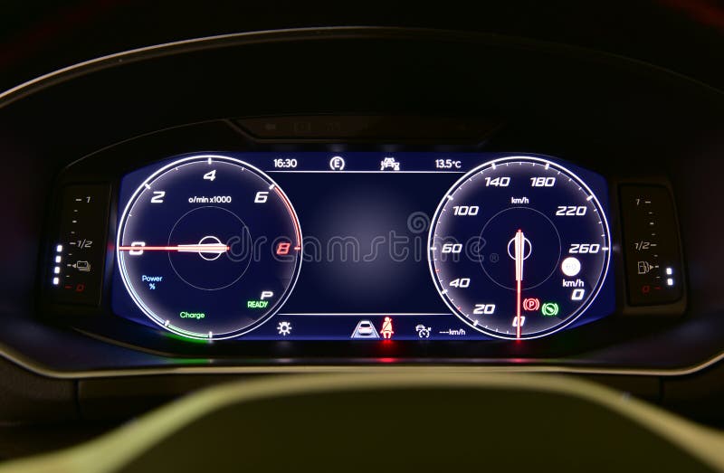 Digital Instrument Panel in a Modern Car Stock Photo - Image of digital ...