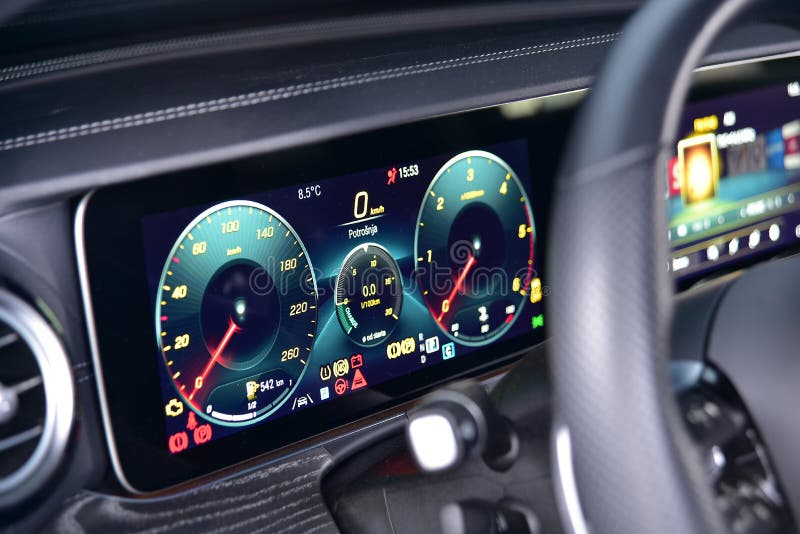 Digital Instrument Panel in a Modern Car Stock Photo - Image of fuel ...