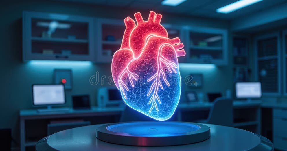 Illuminated Interactive Human Heart Model Medical Lab 3d Render Stock ...