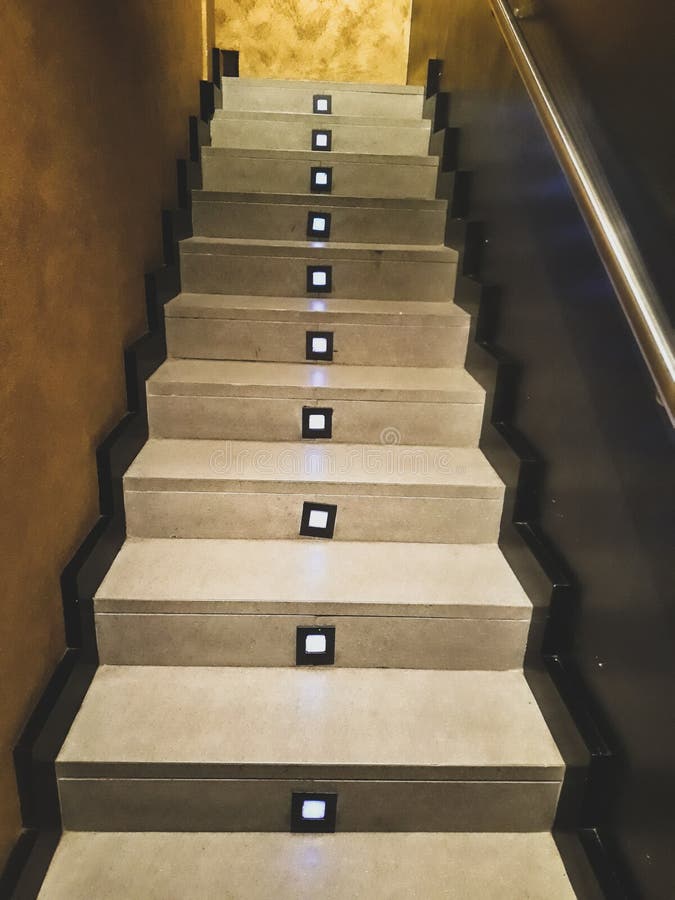 Illuminated Interior Stairs Stock Image - Image of black, building ...