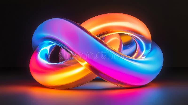 Illuminated Intertwined Glass Sculpture Forms Infinity Symbol Stock ...