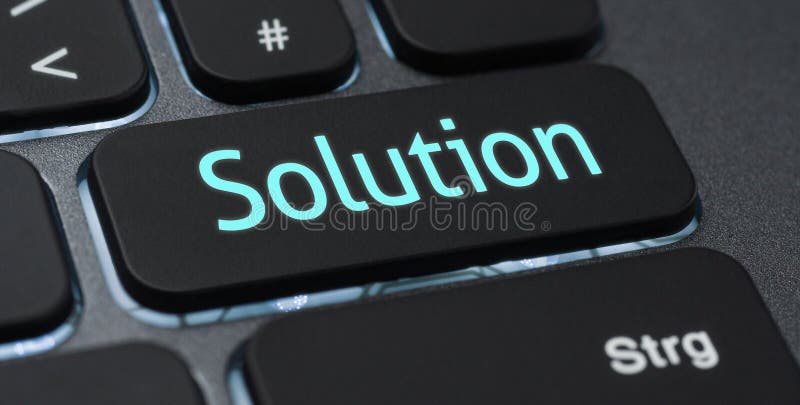 Illuminated Keyboard with a Labeled Key - Solution Stock Image - Image ...
