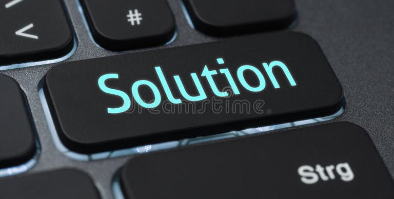 Illuminated Keyboard with a Labeled Key - Solution Stock Image - Image ...