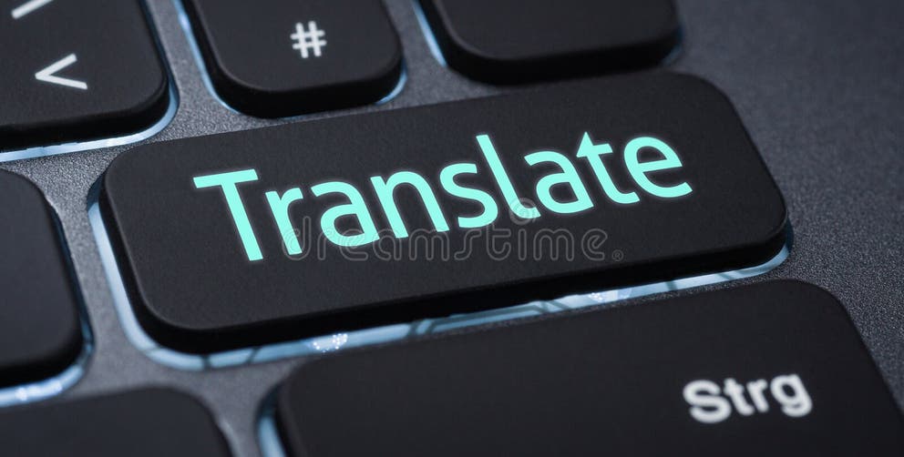 Illuminated Keyboard with a Labeled Key - Translate Stock Image - Image ...