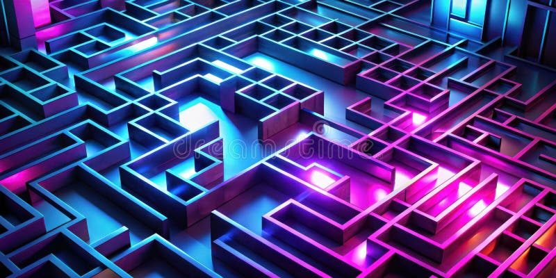 Illuminated Labyrinth a Complex Network of Intertwined Pathways Glowing ...