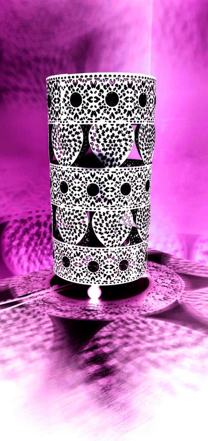 Table Lamp with Cut Outs Creating a Pattern. Stock Image - Image of ...