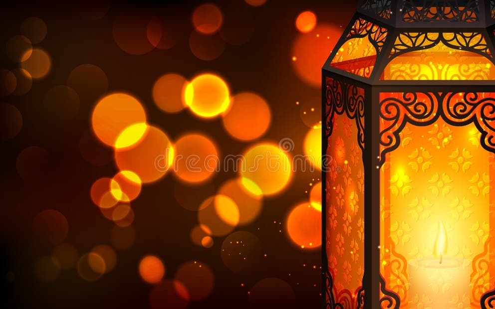 Illuminated Lamp on Eid Mubarak (Happy Eid) Stock Vector - Illustration ...