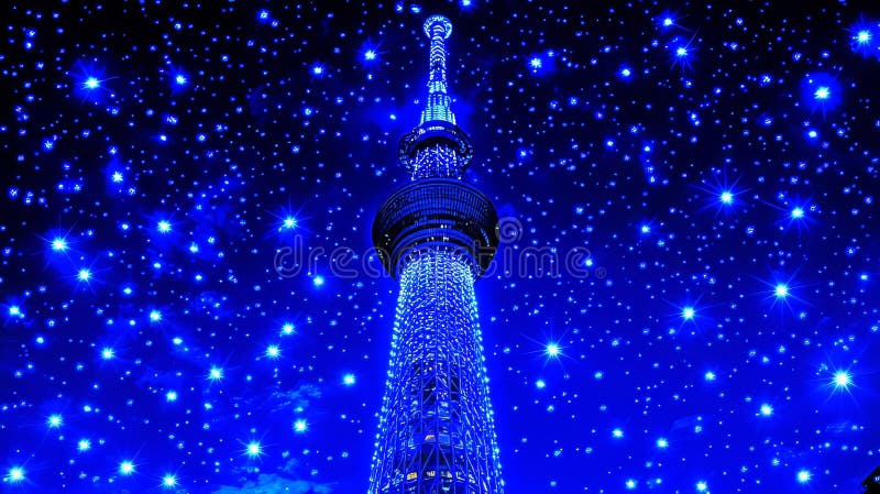 Illuminated Landmark Modern Tower S Dazzling Lights Create a ...