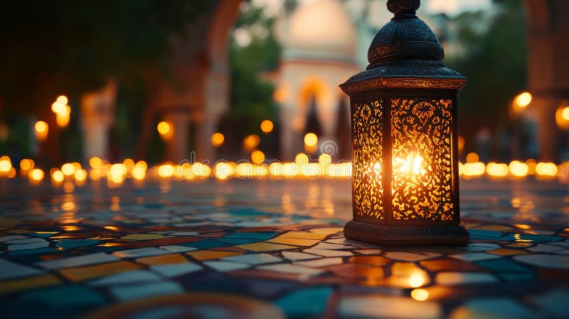 Illuminated Lantern Amidst Soft Candlelight Glow Stock Illustration ...