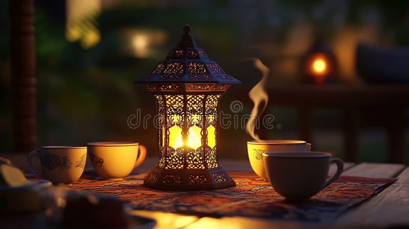 Illuminated Lantern, Outdoor Tea Ceremony, Night, Garden Stock Photo ...