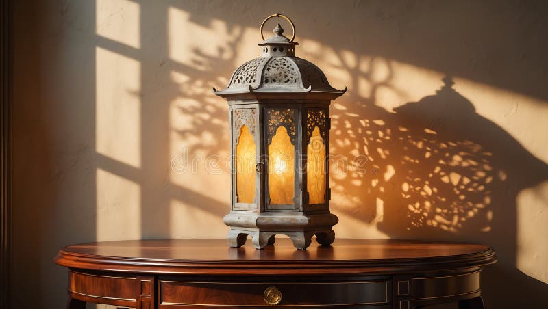 Illuminated Lantern: a Serene Still Life Stock Image - Image of ...