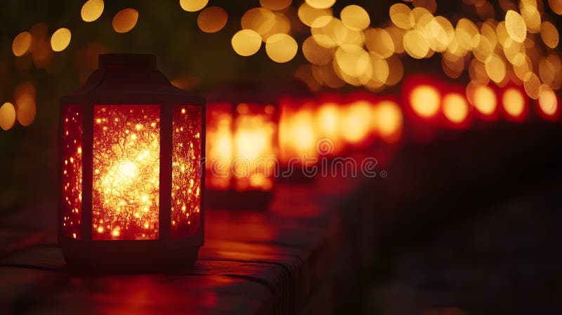 Illuminated Lanterns at Dusk Stock Illustration - Illustration of ...