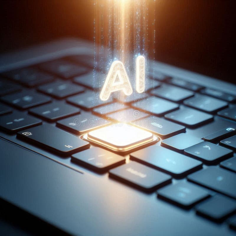 Illuminated Laptop Keyboard with AI Button Futuristic Depictions of ... Illuminated Laptop Keyboard with AI Button Futuristic Depictions of ...