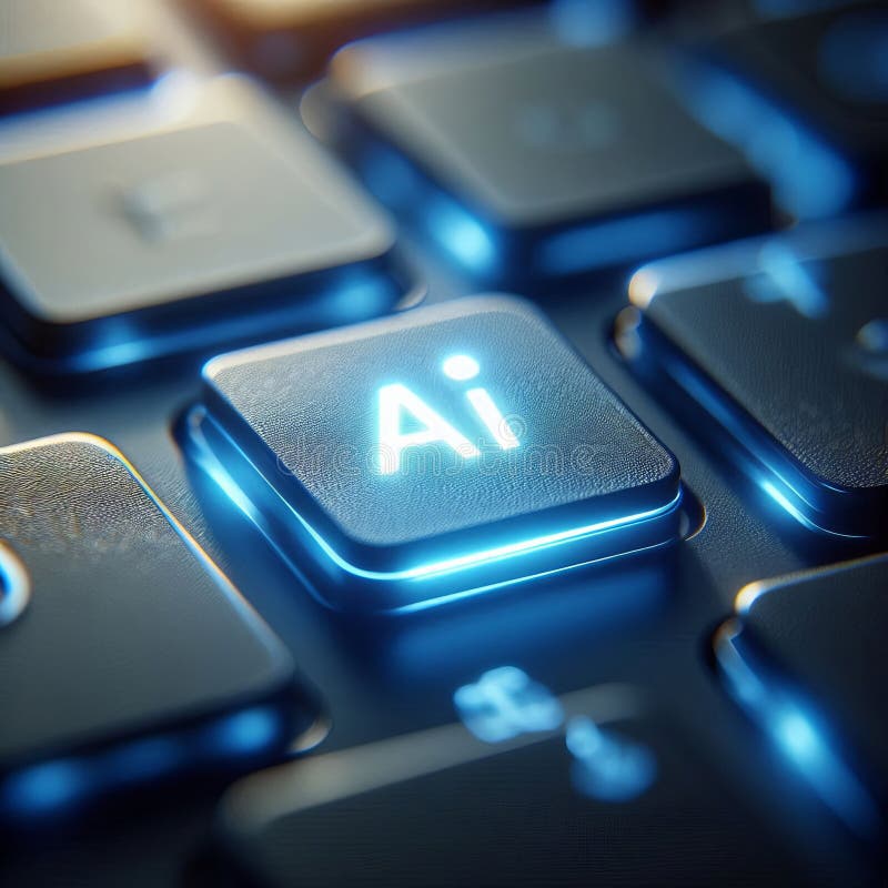 Illuminated Laptop Keyboard with AI Button Futuristic Depictions of ... Illuminated Laptop Keyboard with AI Button Futuristic Depictions of ...