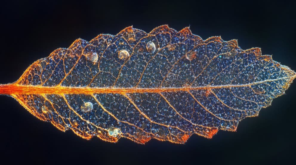 Illuminated Leaf Vein Structure Microscopic View Stock Illustration ...