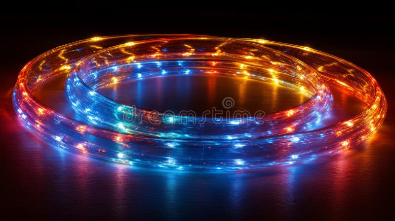 Illuminated LED Light Strings Form Vibrant Circular Patterns Stock ...