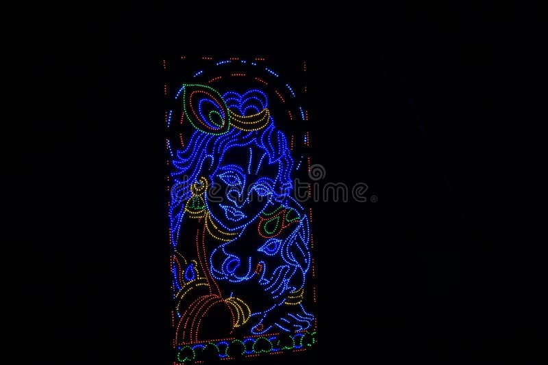 Illuminated Led Lights Board Making the Face of the Hindu God Lord ...