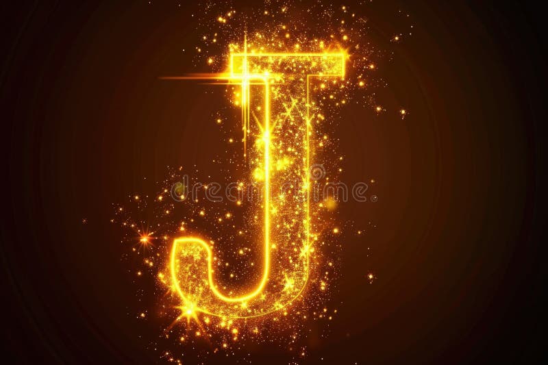 Illuminated Letter J on a Dark Background, Suitable for Graphic Design ...