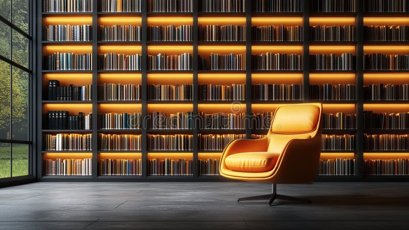 Illuminated Library Chair Books Window Peaceful Reading Stock Photos ...