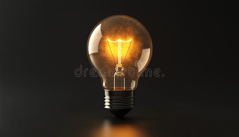 Illuminated Light Bulb Against a Black Background - a Bright Light ...